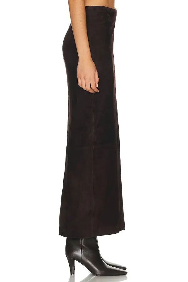 ST. AGNI Suede Column Skirt - Coffee