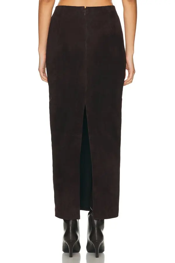 ST. AGNI Suede Column Skirt - Coffee