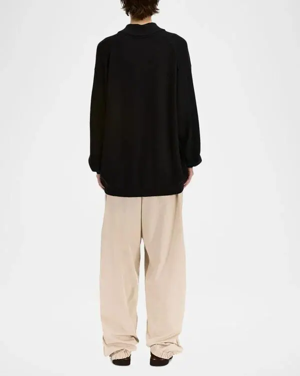 VOWELS Apos;s Lightweight Knit Polo Sweater - Black