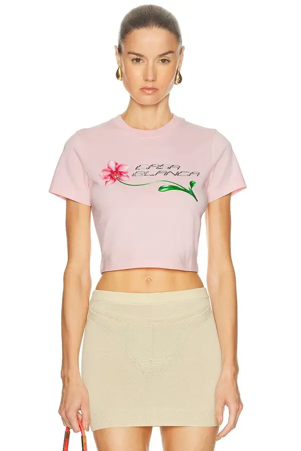 Casablanca Cropped Baby Tee - Pink