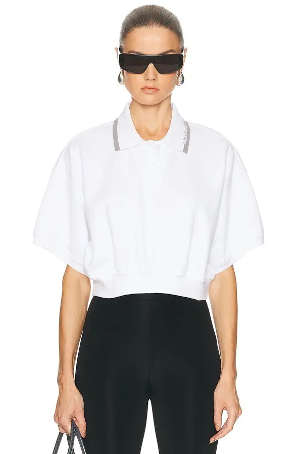 Alexander Wang Relaxed Cropped Cinched Polo Top - White