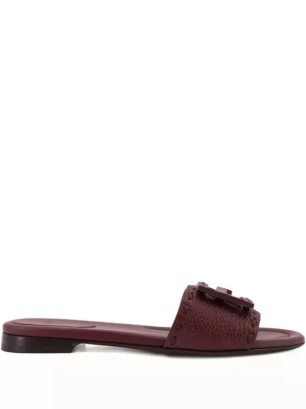 Fendi Embossed Logo Strap Sandals - Brown