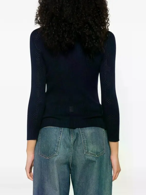 TWINSET Ribbed Knit Sweater With Openwork Pattern