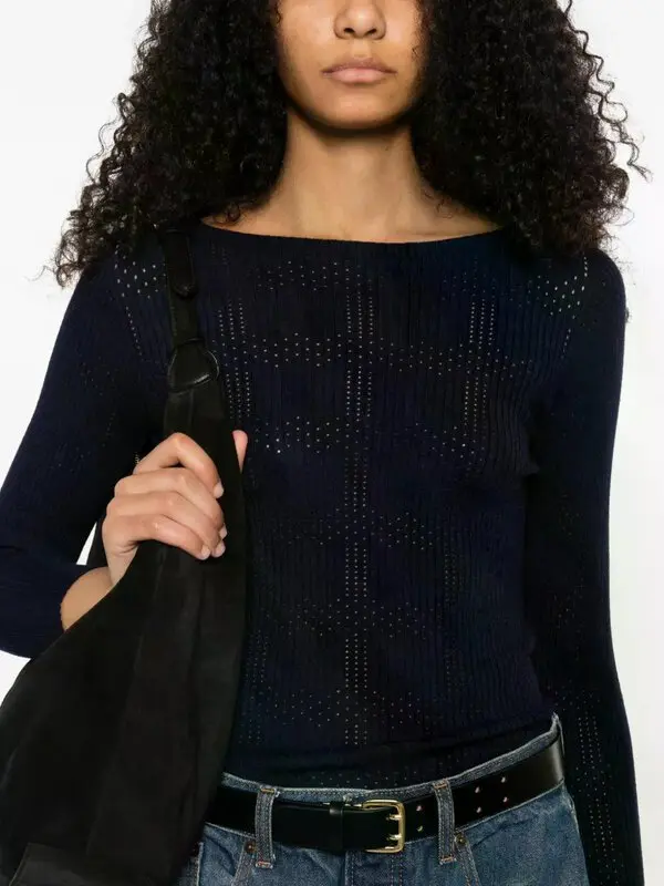 TWINSET Ribbed Knit Sweater With Openwork Pattern