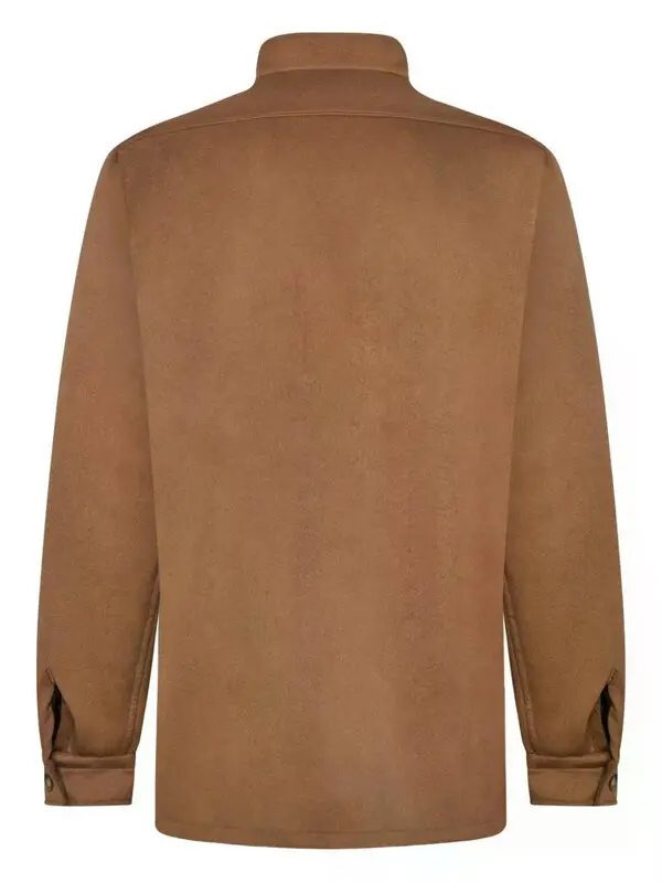 FRANZESE COLLECTION Buttoned Jacket With Stand Collar - Brown