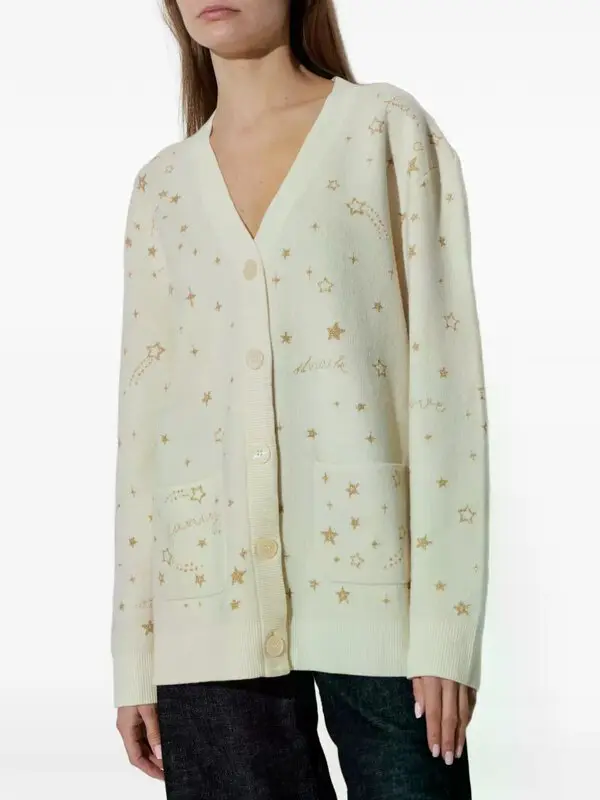 LoveShackFancy Star-embellished Patch-pocket Cardigan