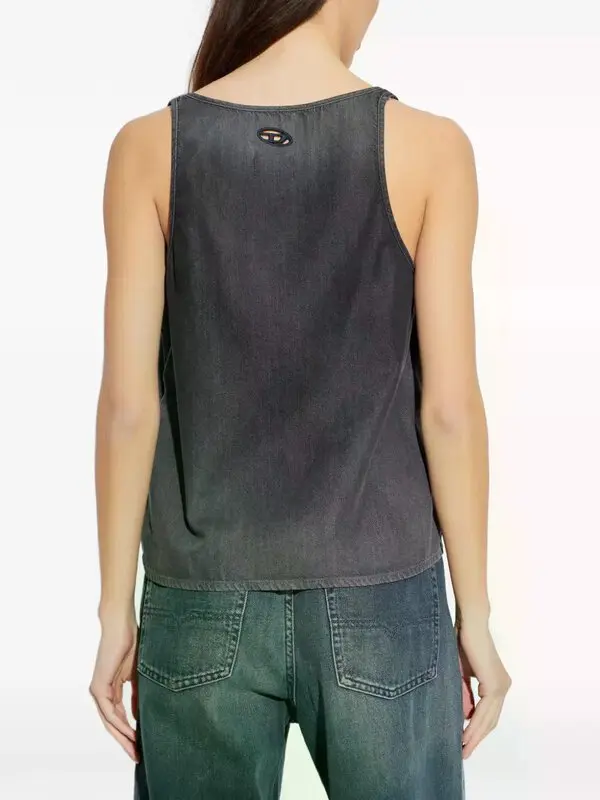 DIESEL® Sleeveless Round Neck Top With Logo Detail - Grey