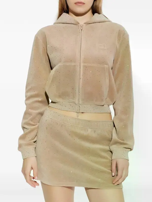 Alexander Wang Embellished Velour Zip-up Hoodie
