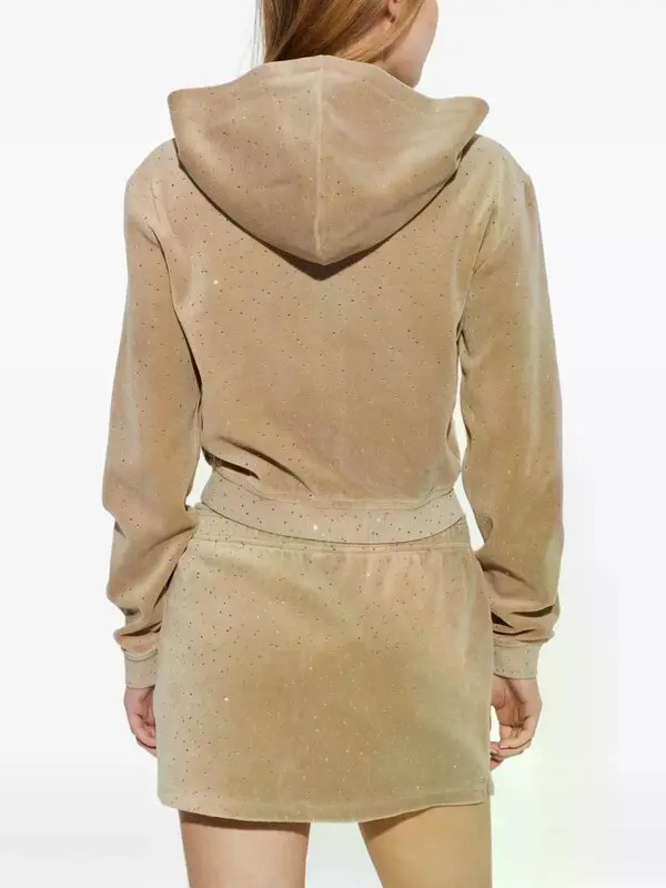 Alexander Wang Embellished Velour Zip-up Hoodie