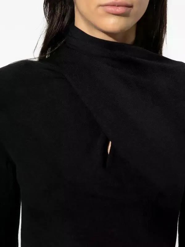 Attico Draped Logo-embroidered Long-sleeved T-shirt