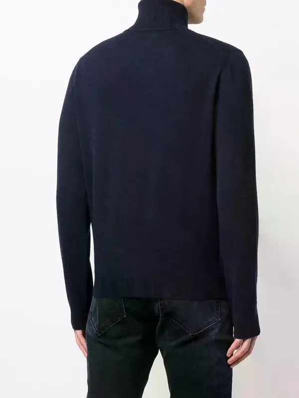 Malo Dark Cashmere Roll Neck Jumper - Blue