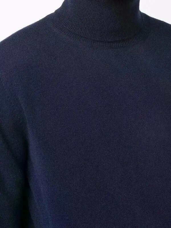 Malo Dark Cashmere Roll Neck Jumper - Blue