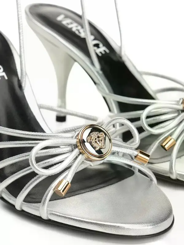 Versace La Medusa Strappy Stiletto Sandals - Silver