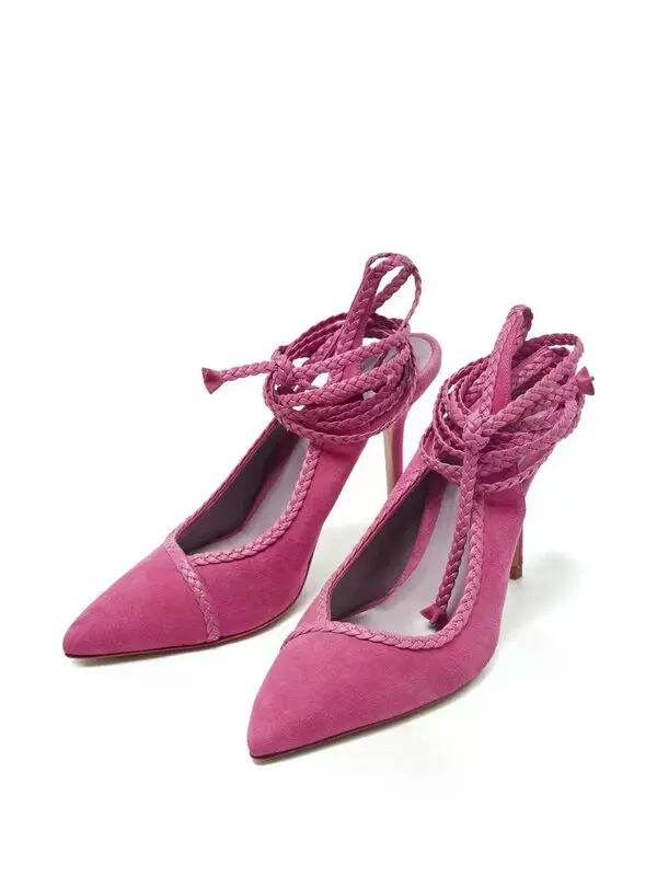 TITI ADESA Suede Pointed Toe Ankle Wrap Pumps