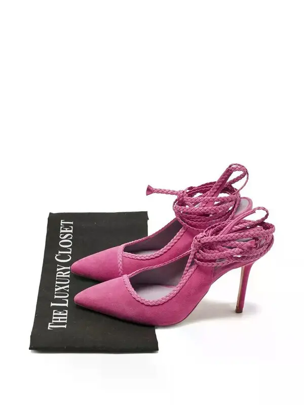 TITI ADESA Suede Pointed Toe Ankle Wrap Pumps