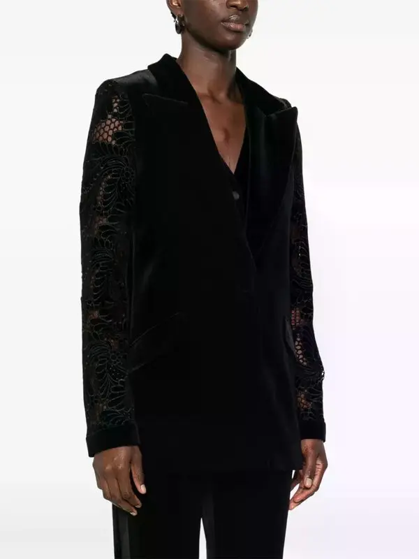 NISSA Floral-embroidered Velvet Blazer