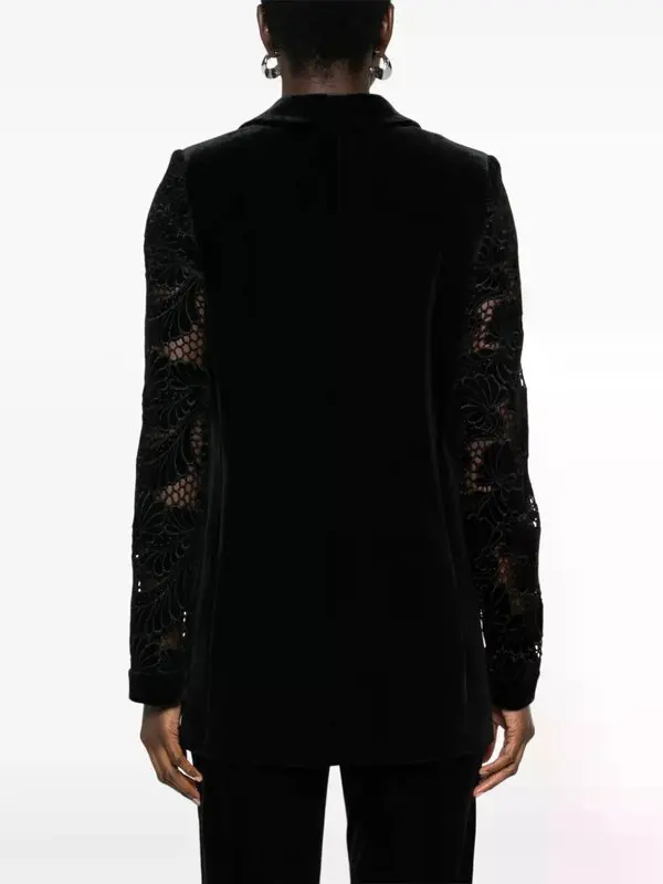 NISSA Floral-embroidered Velvet Blazer