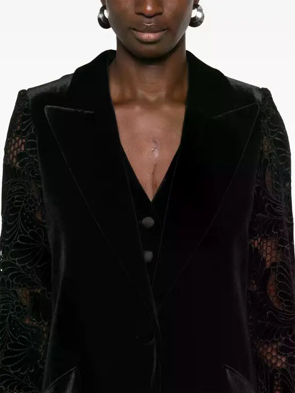 NISSA Floral-embroidered Velvet Blazer