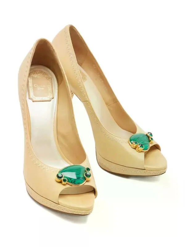 Dior Raffia Peep-toe Pumps