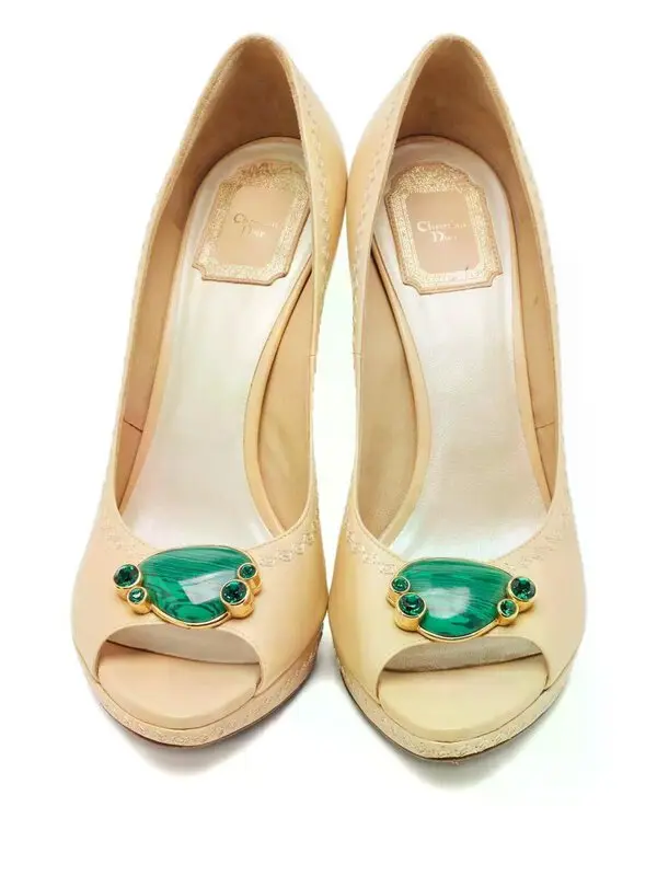 Dior Raffia Peep-toe Pumps