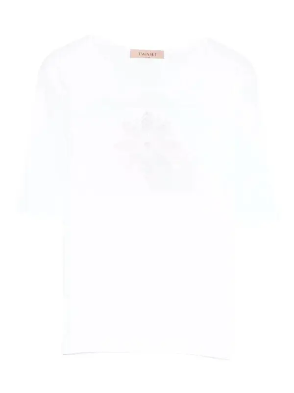 TWINSET Floral-appliqué T-shirt - White