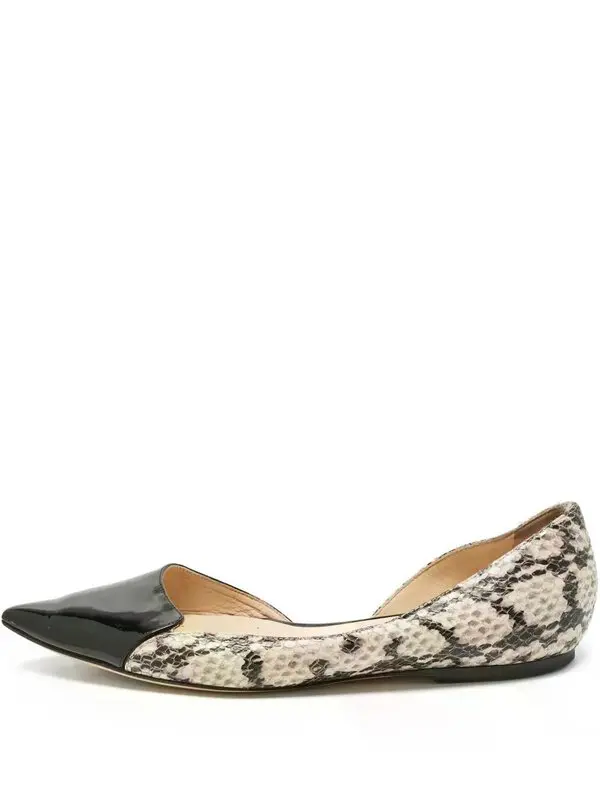 JIMMY CHOO Python Embossed Flat Pumps