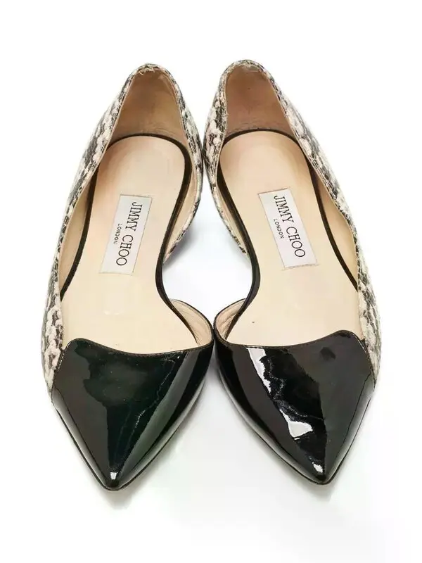 JIMMY CHOO Python Embossed Flat Pumps