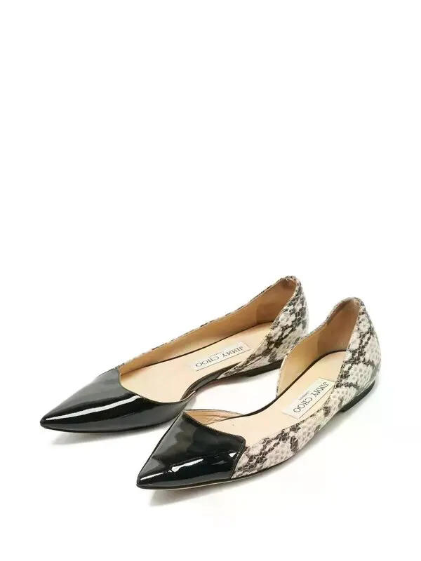 JIMMY CHOO Python Embossed Flat Pumps