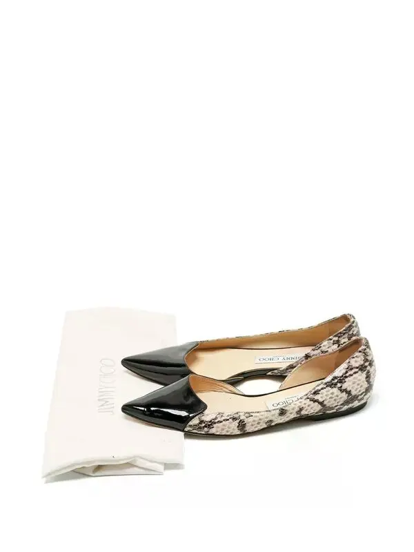 JIMMY CHOO Python Embossed Flat Pumps