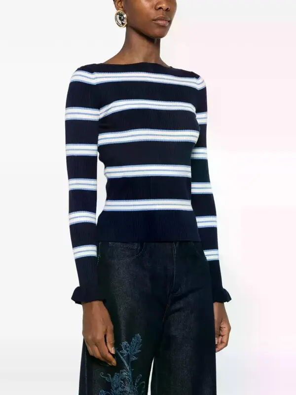 TWINSET Striped Ruffled Top