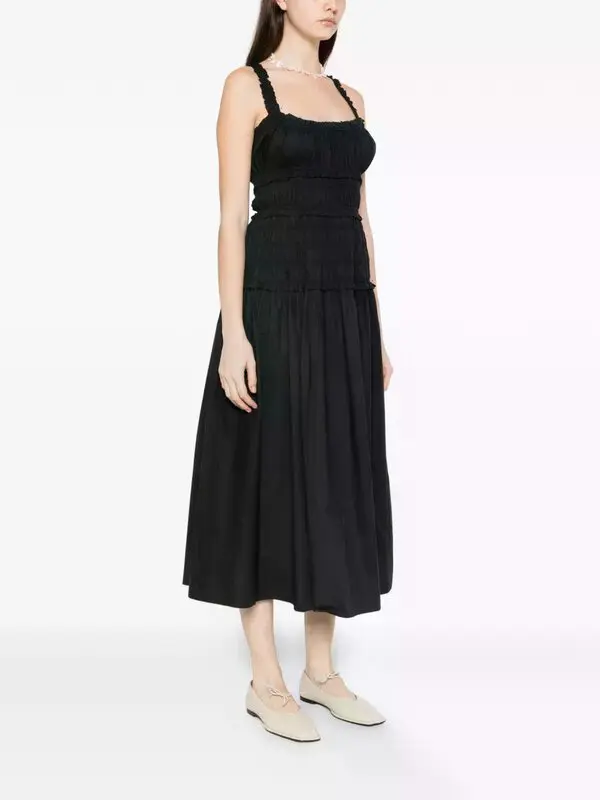 DÔEN Marianne Shirred Midi Dress - Black