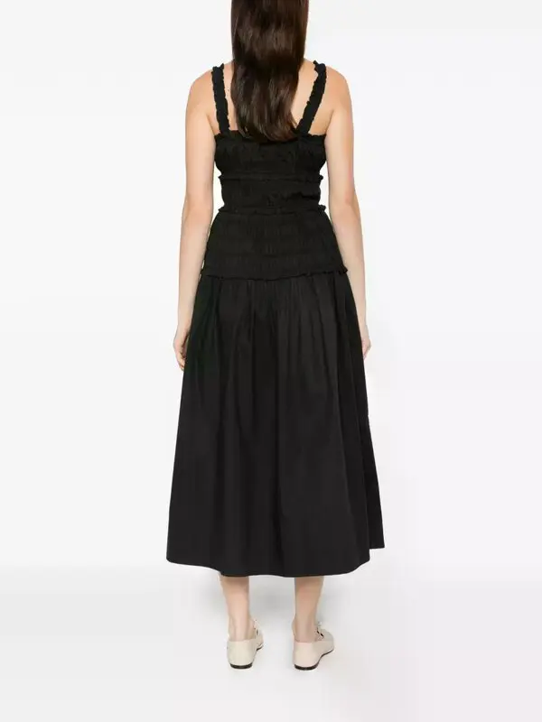 DÔEN Marianne Shirred Midi Dress - Black