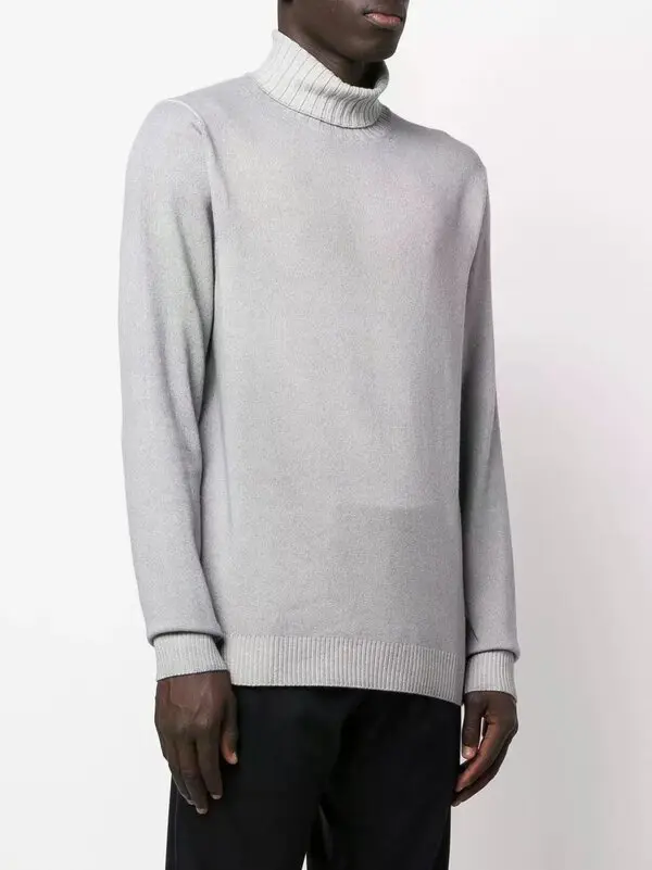 Malo Fine-knit Roll-neck Jumper - Grey