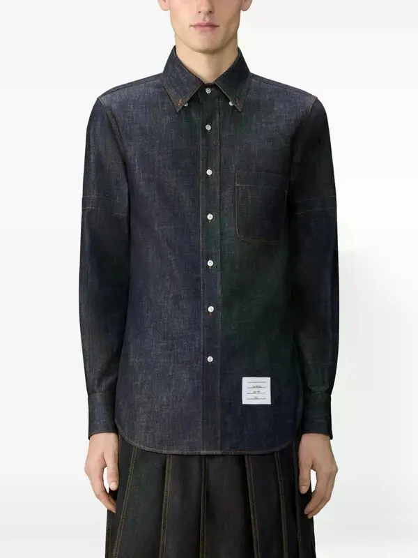 Thom Browne Denim Armband Long-sleeve Shirt