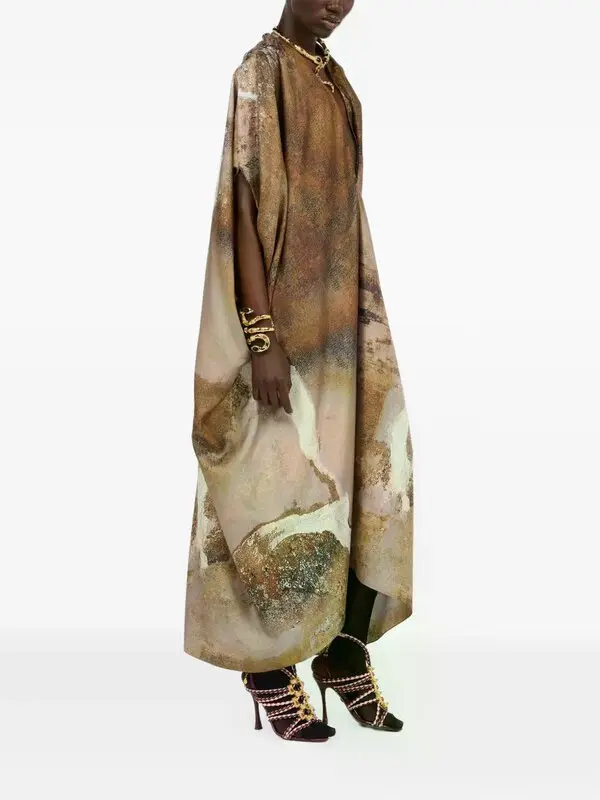 Roberto Cavalli Marble-print Silk Kaftan