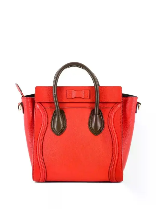 Celine Bicolor Luggage Bag Grainy Leather Nano - Red