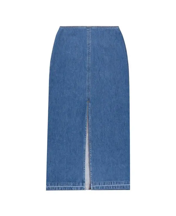 RO & ZO Denim Split Front Maxi Skirt