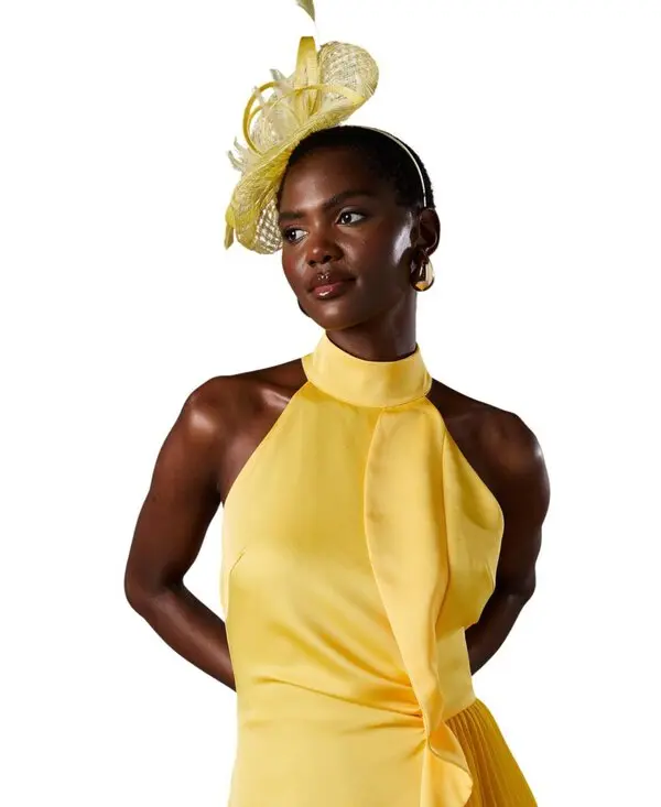 coast gold dress Pleated Gold Coast Plunge Neck Mini Dress