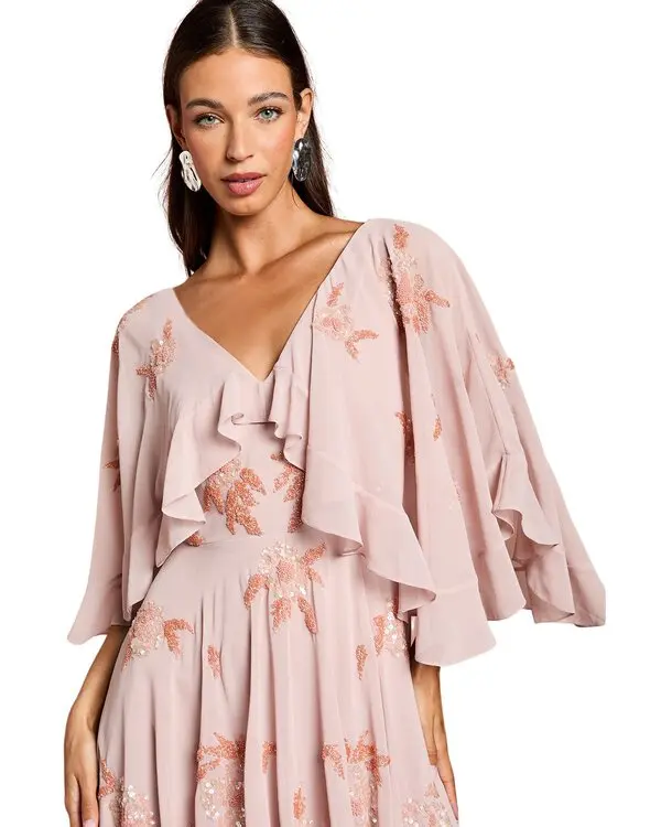 Coast Embellished Frill Cape Midi Dress