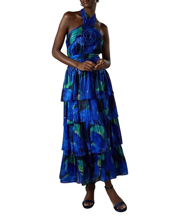 Coast Tiered Halter Maxi Dress - Blue