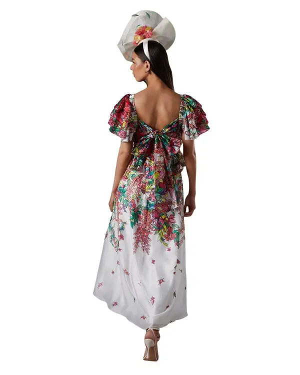 Coast Lisa Tie Back Ruffle Peplum Dress