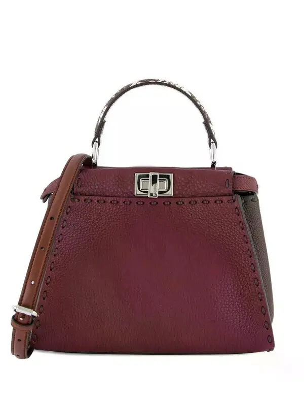 Fendi Peekaboo Top-handle Leather Tote - Red