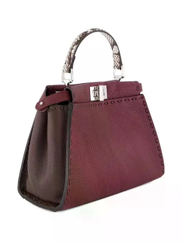 Fendi Peekaboo Top-handle Leather Tote - Red