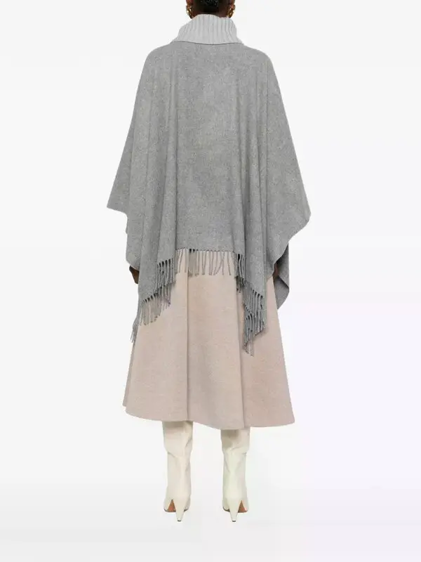 GRAN SASSO Fringed Turtleneck Poncho