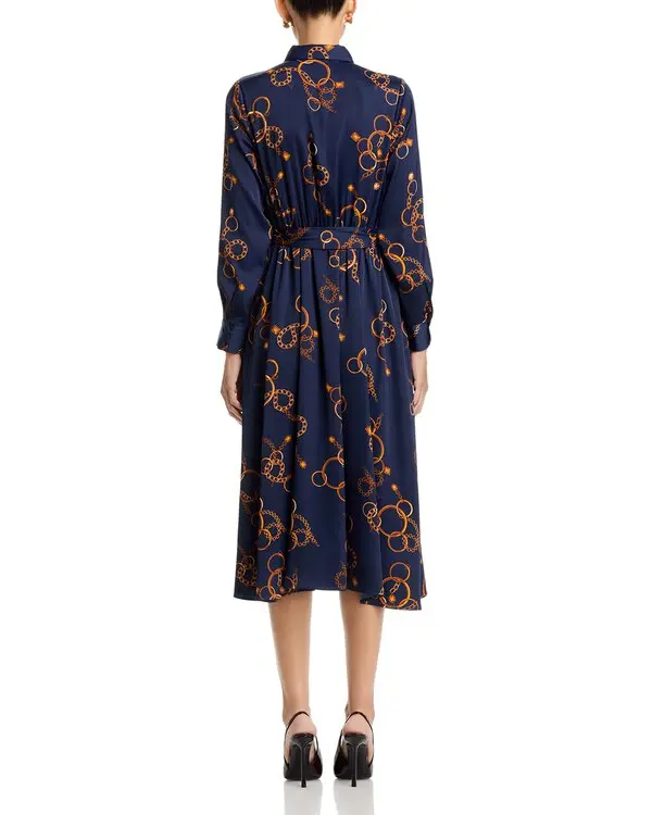 T Tahari Half Placket Button Down Midi Shirt Dress