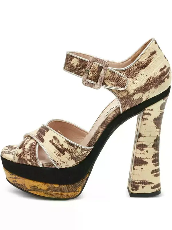 Miu Miu Lizard Embossed Platform Sandals