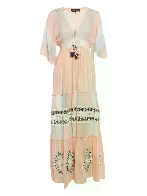 Hemant & Nandita Lace Tassel Maxi Dress - Pink