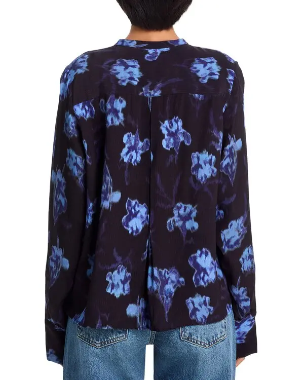 Rag & Bone Arden Printed Pleated Blouse - Dark Floral