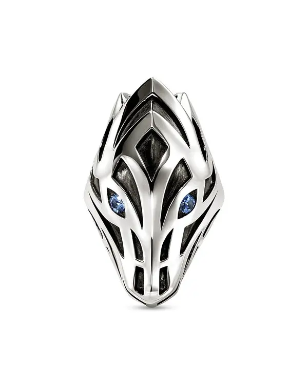 John Hardy Sterling Naga Dragon Ring With Sapphire - Silver