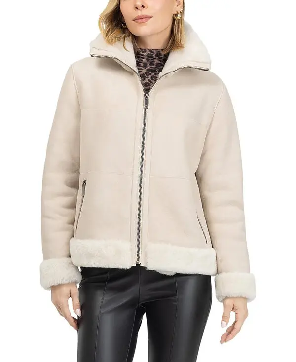 Gorski Merino Shearling Lamb Zip Jacket - Beige